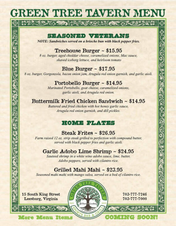 MENU - Green Tree Tavern