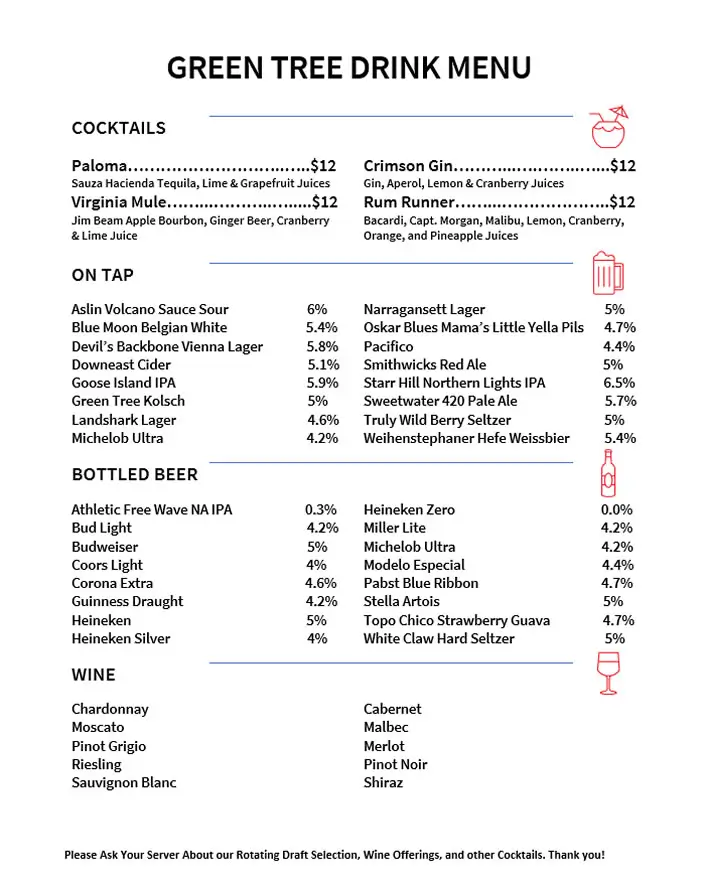 MENUS - Green Tree Tavern