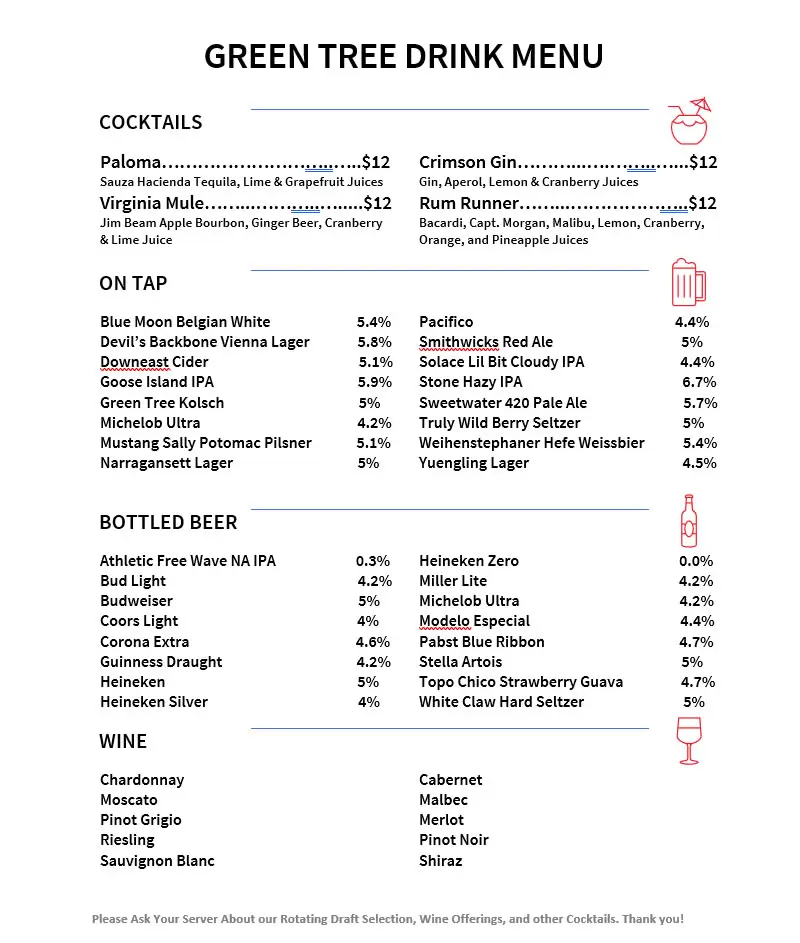 MENUS - Green Tree Tavern