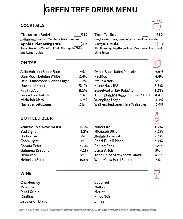 MENUS - Green Tree Tavern